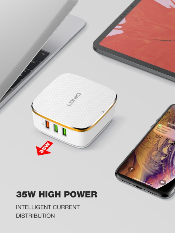 A6704 -35W Desktop High Power Fast Charging Home Charger 6 USB Ports ...