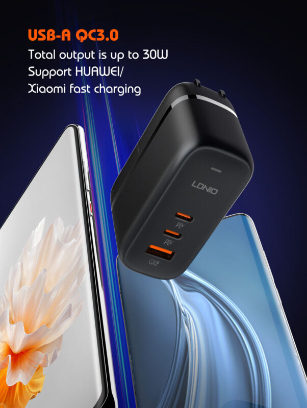 Q366 | ldnio 65W GaN travel Supper Fast Charger with 3 Plug | LDNIO EGYPT