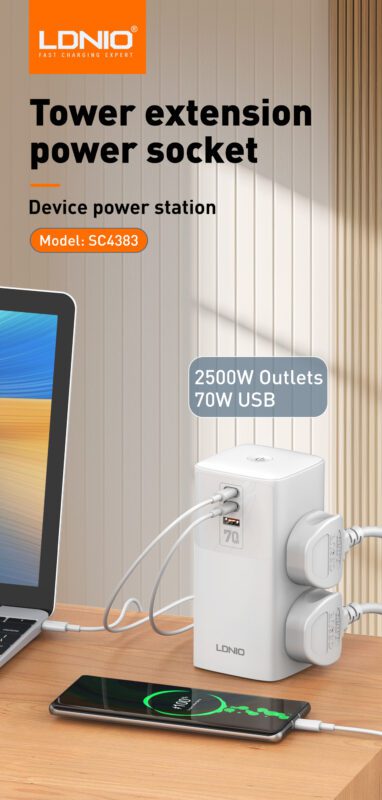 SC4383 | 70W Multifunctional Universal Desktop Power Adapter